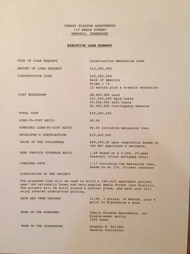 The Commercial Loan Executive Summary